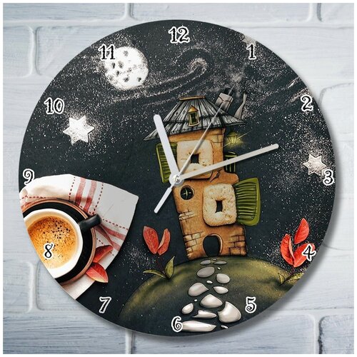 Настенные часы УФ чайная (чай, чашка, прянечный домик, печеньки) - 227