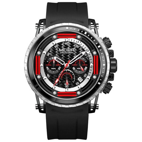 Наручные часы Megir мужские классические водонепроницаемые 2143G B/B круглые с секундомером, черный