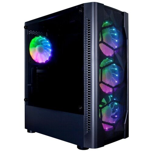 Корпус 1STPLAYER DK D4 Metal Mesh Black ATX, mATX, Midi-Tower, без БП, с окном, подсветка, 2xUSB 2.0, USB 3.0, Audio (D4-BK-4G6)