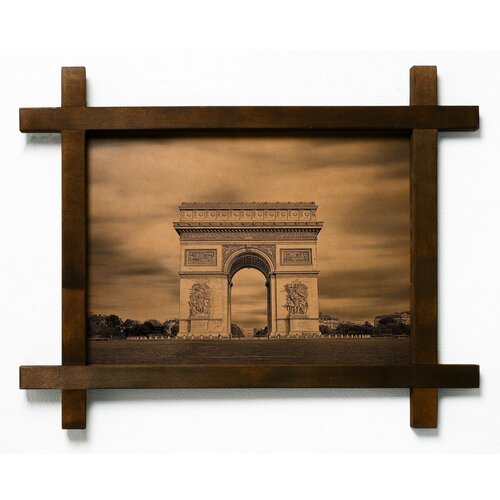 Картина Триумфальная арка, интерьерная для украшения и декора на стену в деревянной раме, подарок, натуральная кожа, BoomGift