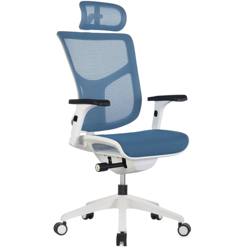 Эргономичное сетчатое компьютерное кресло Falto Expert VISTA VSM01-Т-04, сетка голубая / каркас белый