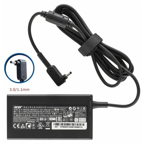 Зарядное устройство для ноутбука Acer TRAVELMATE P2 TMP214-41-G2-R35P, 19V - 3.42A, 60 Вт (Штекер: 3.0-1.1мм) Slim