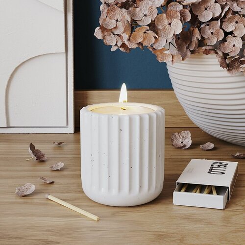Подсвечник Chloe Slim S, 5.5х5 см, для столовых и чайных свечей (1 шт.), бетон, белый глянцевый