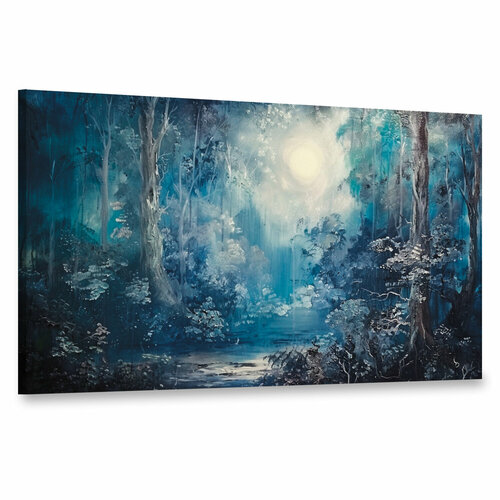 Интерьерная картина 100х60 "Ночной лес"