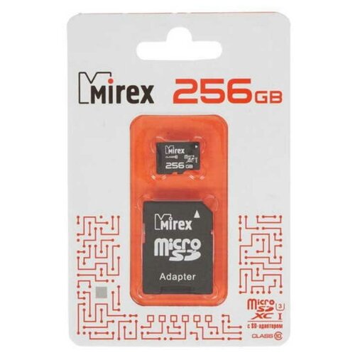 Карта памяти 256Gb - Mirex MicroSDXC Class 10 UHS-I 13613-AD3UH256 с адаптером SD