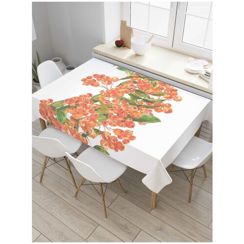Скатерть прямоугольная JoyArty на кухонный стол "Рябиновая лиана" из оксфорда, 120x145 см