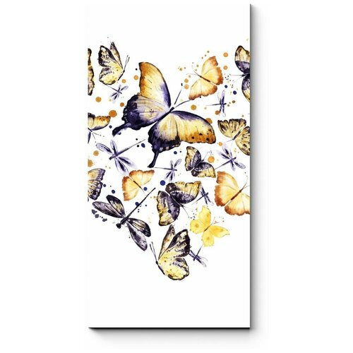Модульная картина Винтажные бабочки 70x140