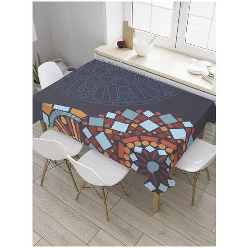 Скатерть прямоугольная JoyArty на кухонный стол "Геометрическая мандала" из оксфорда, 180x145 см