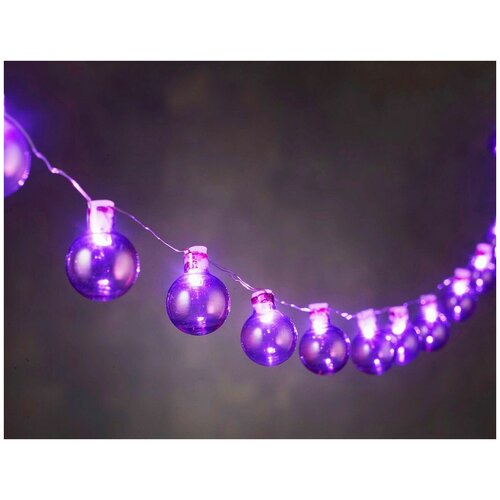 Светодиодная гирлянда радость В шариках, фиолетовая, 20 LED-огней, 1,9+0,5 м, таймер, батарейки, уличная, Edelman, Luca