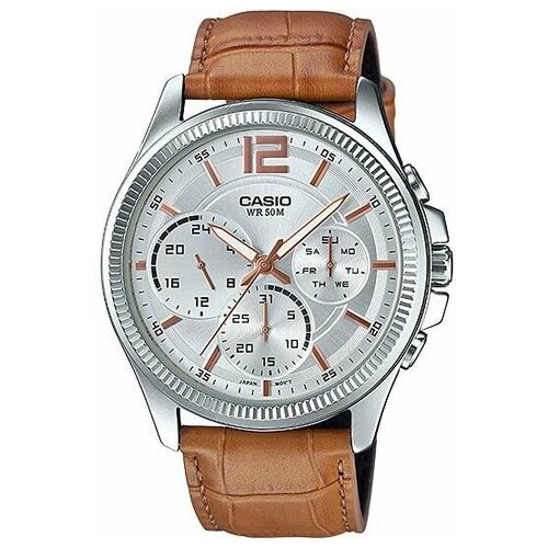 Наручные часы CASIO, серебряный, коричневый