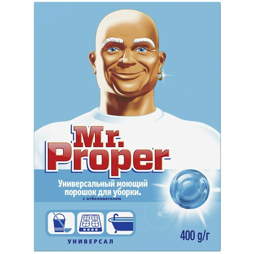 Чистящее средство 400 г, MR.PROPER (Мистер Пропер), с отбеливающим эффектом, универсал, порошок . Комплект - 2 шт.