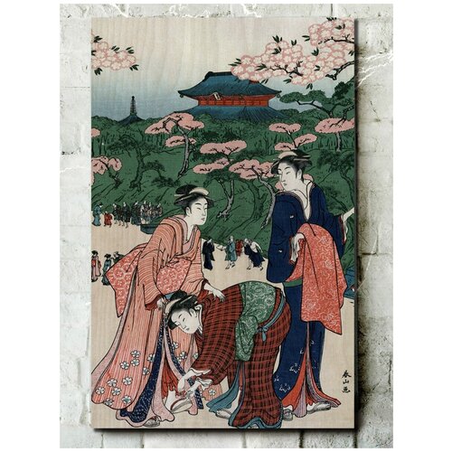 Картина интерьерная на дереве японская живопись (укиэ - ё) - 892