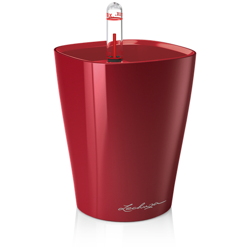 Кашпо LECHUZA с автополивом Mini-Deltini, 0.4л, 10x10x13 см, ярко-красный блестящий