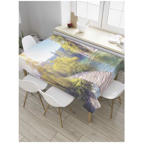 Скатерть прямоугольная JoyArty на кухонный стол "Водопад и мостик" из оксфорда, 180x145 см