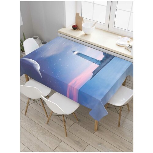 Скатерть прямоугольная JoyArty на кухонный стол "Маяк и луна" из оксфорда, 180x145 см
