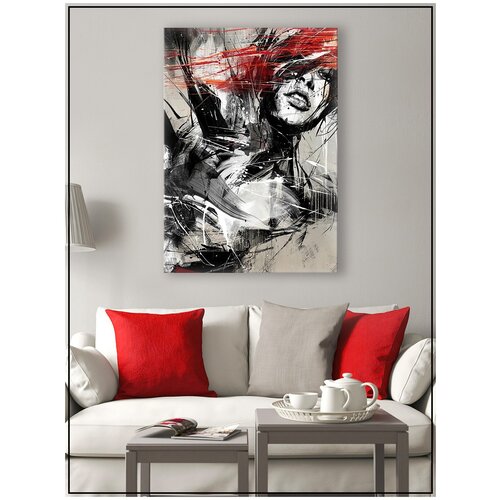 Картина для интерьера на натуральном хлопковом холсте "Расс Миллс Девушка", 55*77см, холст на подрамнике, картина в подарок для дома