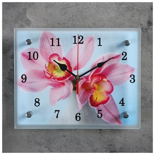 Часы настенные, серия: Цветы, "Цветы в вазе", дискретный ход, 20х25 см, микс
