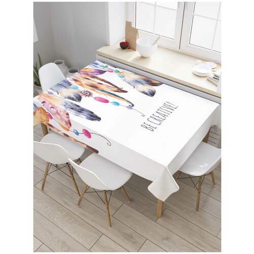 Скатерть прямоугольная JoyArty на кухонный стол "Будь креативным" из оксфорда, 180x145 см