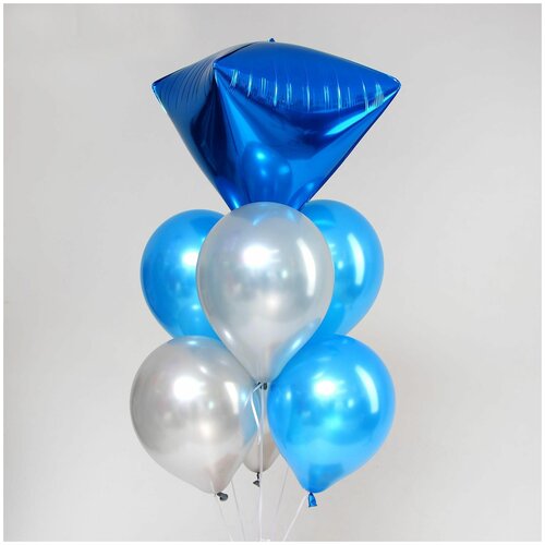 Букет из шаров «Стильный», синий, латекс, фольга, набор 7 шт.