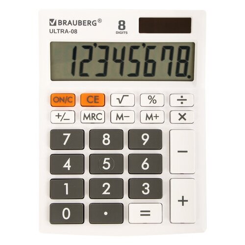 Калькулятор настольный BRAUBERG ULTRA-08, белый, 3 шт.