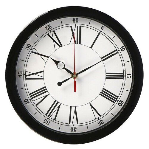 Часы настенные, серия: Классика, плавный ход, 28 см, цвет черный, часы интерьерные