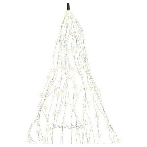 Kaemingk Гирлянда на елку 150-210 см Лучи Росы, 16 нитей, 672 теплых белых мини LED ламп с мерцанием, серебряная проволока, IP44 9496142