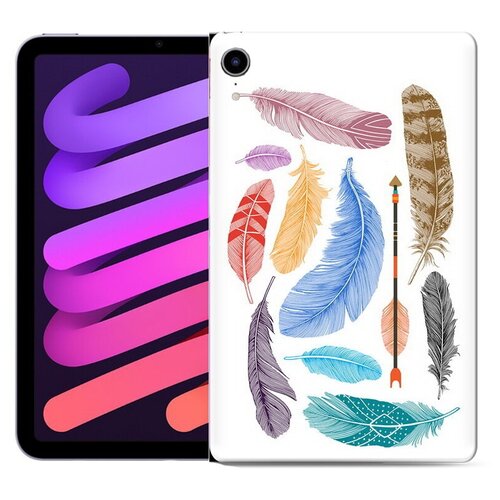 Чехол задняя-панель-накладка-бампер MyPads разноцветные перья для Apple iPad mini 6 2021 противоударный