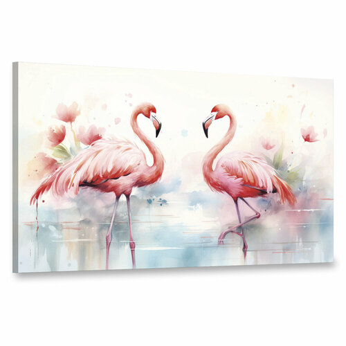 Интерьерная картина 100х60 "Магия розовых птиц фламинго"