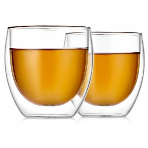 Стеклянные стаканы с двойными стенками "Ландыш" 2 штуки, 250 мл