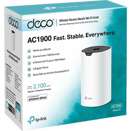 Бесшовный Mesh роутер TP-Link Deco S71-pack AC1900 101001000BASE-TX белый упак.1шт