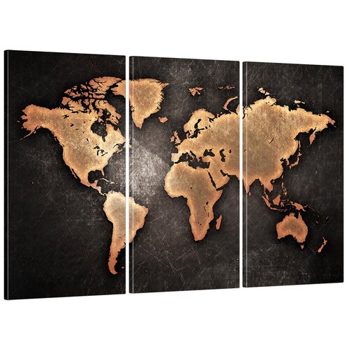 Модульная картина на стену / спальню "Карта мира в коричневых тонах" 60x100 см MK30044_A