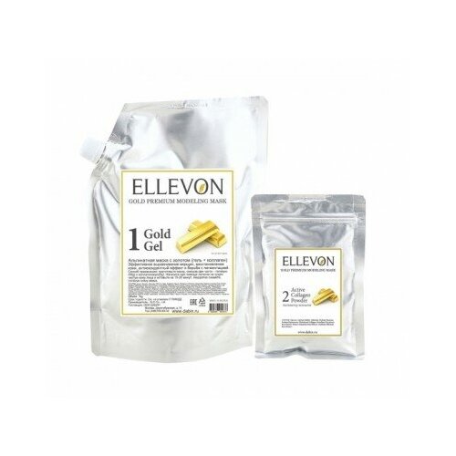 Ellevon (Эллевон) Gold Premium Modeling Mask / Премиум Альгинатная маска с золотом (гель + коллаген), 1000 мл + 100 мл