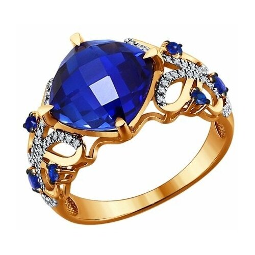 Кольцо Diamant online, золото, 585 проба, бриллиант, корунд, размер 18, бесцветный