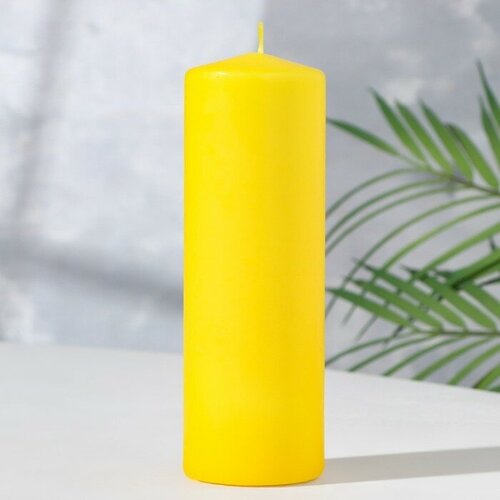 Свеча - цилиндр, 5х15 см, желтая лакированная, 14 ч (1шт.)