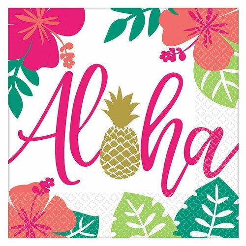 Салфетки ALOHA Фламинго 33см 16шт гавайская вечеринка