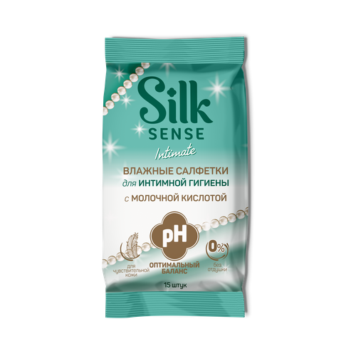 Silk Sense Влажные салфетки для интимной гигиены с молочной кислотой, флоу-пак