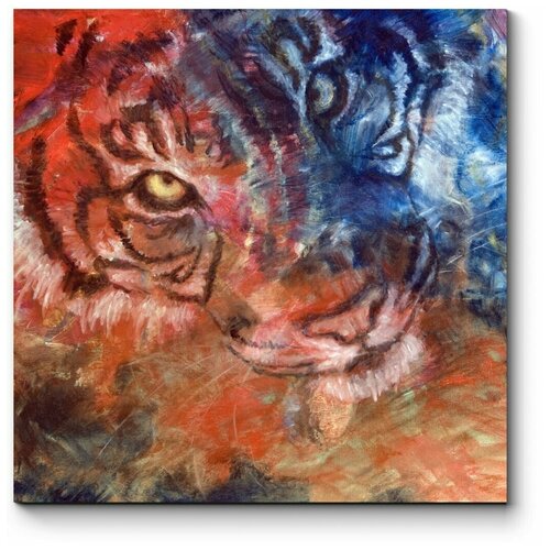 Модульная картина Тигр маслом на холсте 110x110
