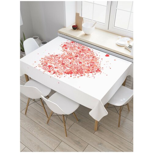 Прямоугольная тканевая скатерть на стол JoyArty с рисунком "Воздушное сердце" 120 на 145 см