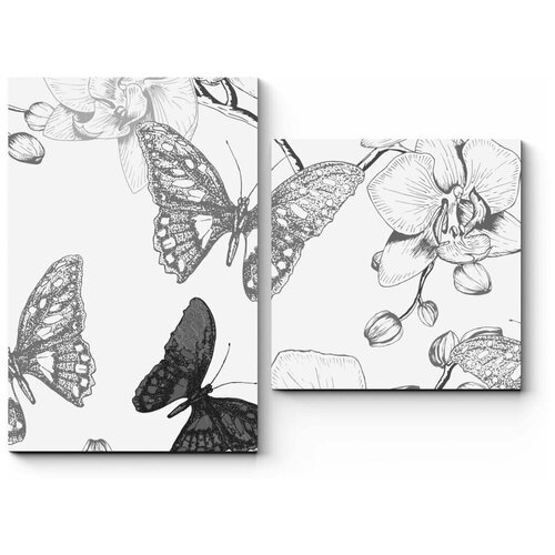 Модульная картина А бабочкам снятся цветы. 60x45