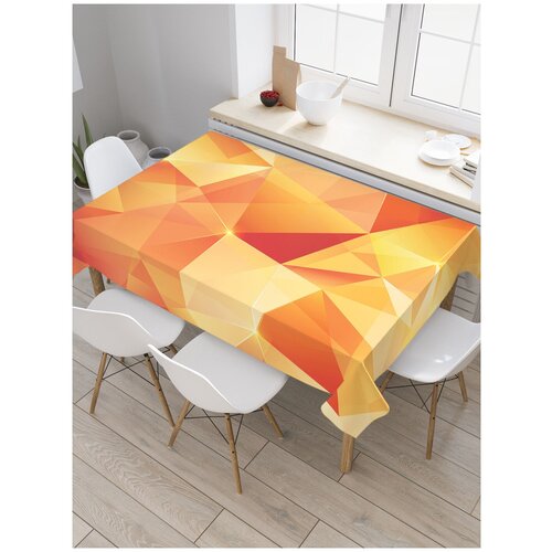 Скатерть прямоугольная JoyArty "Оранжевые треугольники" из сатена, 180x145 см