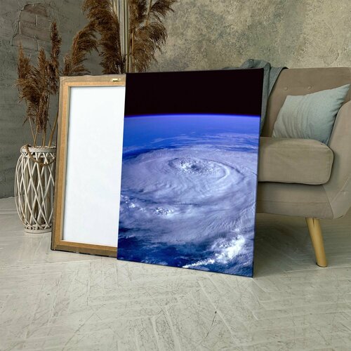 Картина на холсте (Озоновый слой и земля из космоса) 30x40 см. Интерьерная, на стену.