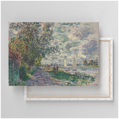 Картина на холсте с подрамником / Monet Claude - The Riverbank, 1875 / Клод Моне