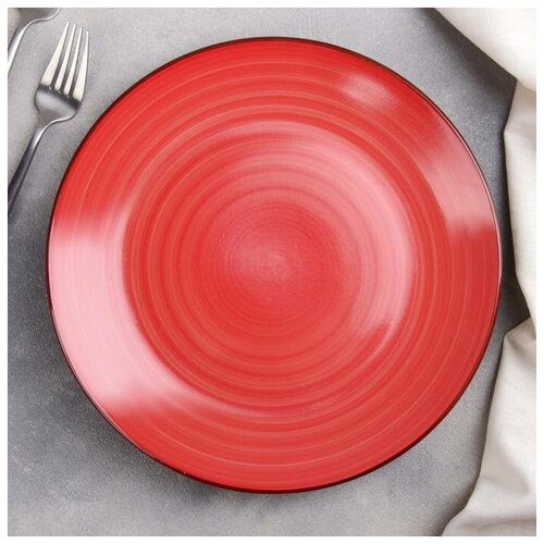 Тарелка обеденная Доляна «Морской мир», d=27 см, цвет красный