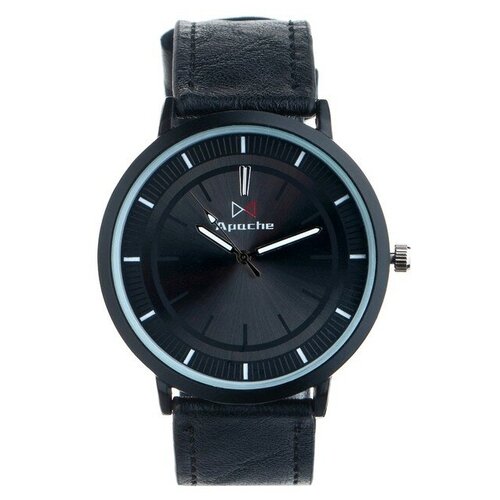 Наручные часы мужские "Арес", d=4.5 см, чёрный ремешок, черный