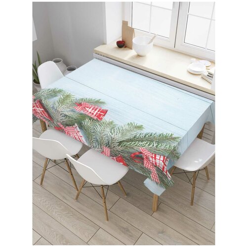 Скатерть прямоугольная JoyArty на кухонный стол "Колокольчики для елки" из оксфорда, 120x145 см