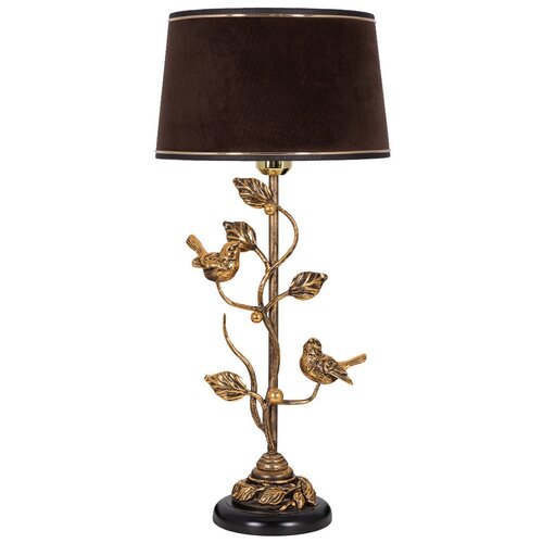 Настольная лампа Bogacho Терра Spring бронзовая с коричневым абажуром Тюссо Конфети