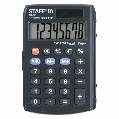 Калькулятор карманный STAFF STF-883 (95×62 мм), 8 разрядов, двойное питание, 250196