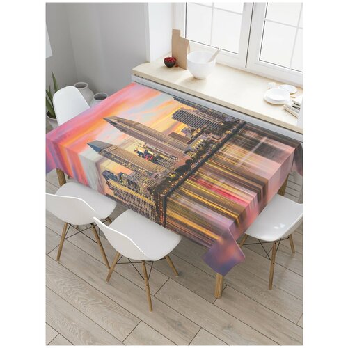 Скатерть прямоугольная JoyArty на кухонный стол "Небоскребы Калифорнии" из оксфорда, 120x145 см
