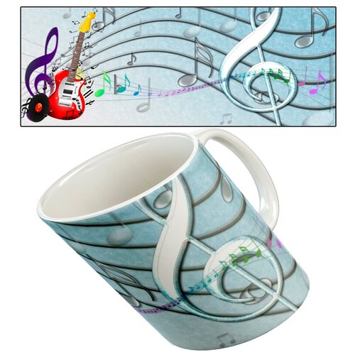 Кружка "Музыкальная", большая с рисунком, в подарок, для чая и кофе, керамическая, 330 мл