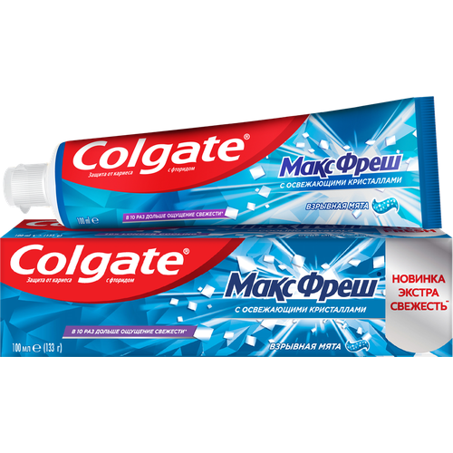 Зубная паста COLGATE Макс Фреш Взрывная мята с освежающими кристаллами для свежего дыхания и защиты от кариеса, 100мл